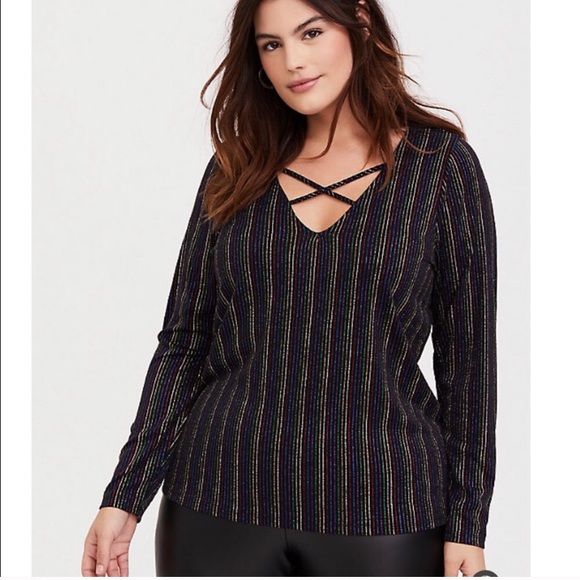 torrid | Tops | Torrid Rainbow Sparkle Striped Top 3x Plus Size | Poshmark